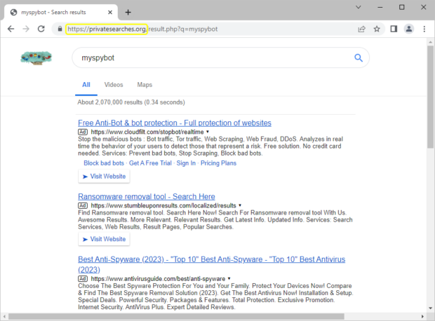 Remove privatesearches.org redirect virus in Chrome, Firefox, Safari ...